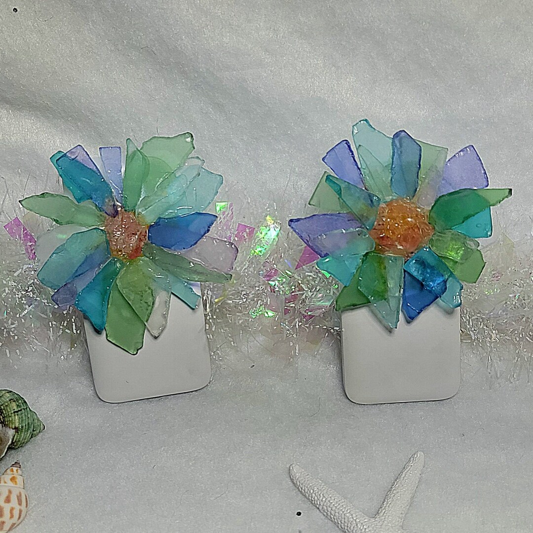 Sea Glass Night Lights, Ocean Night Lights, Bathroom Decor - Etsy