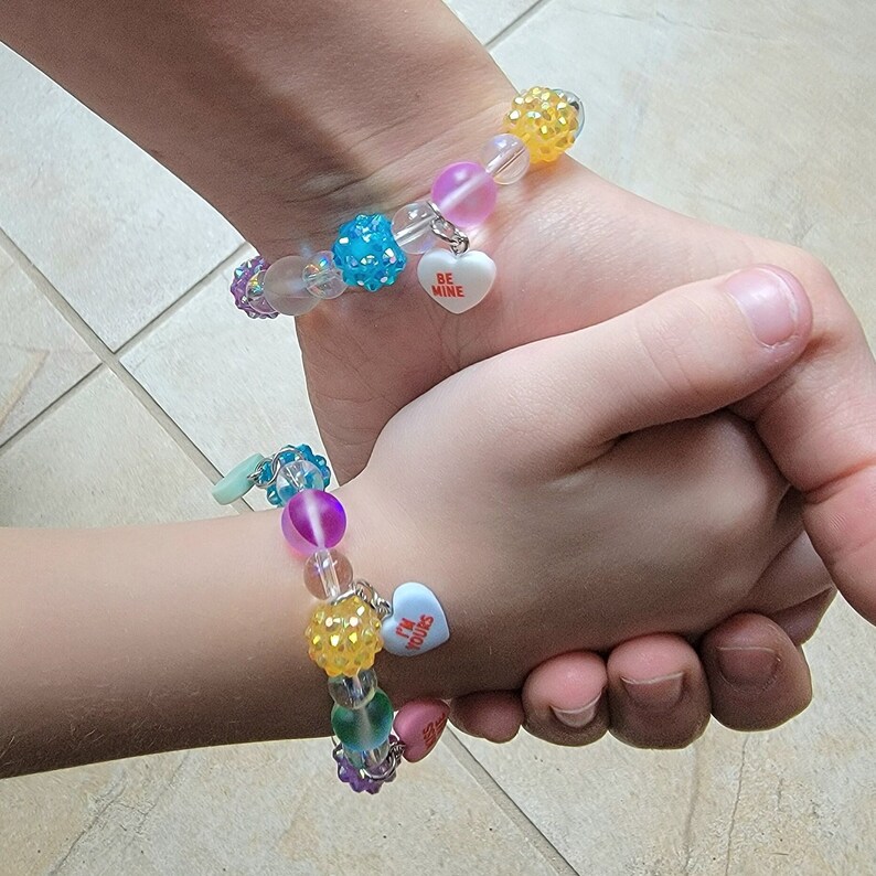 Mother/daughter Valentine's Day Candy Heart Bracelet Set, Jewelry Gift ...