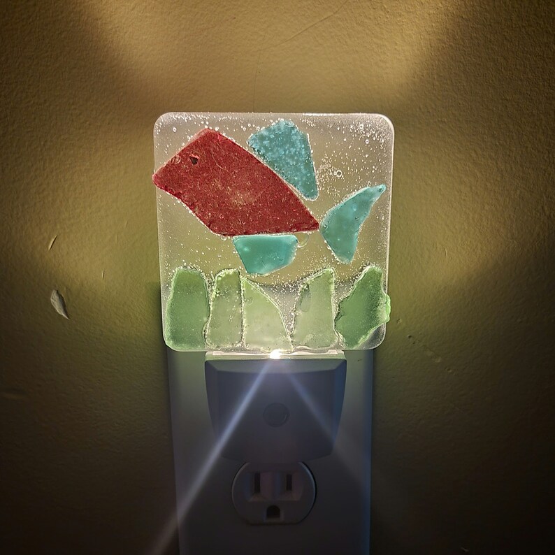 Ocean Fish Night Light, Beach House Decor, Sea Glass Night Light, Under ...