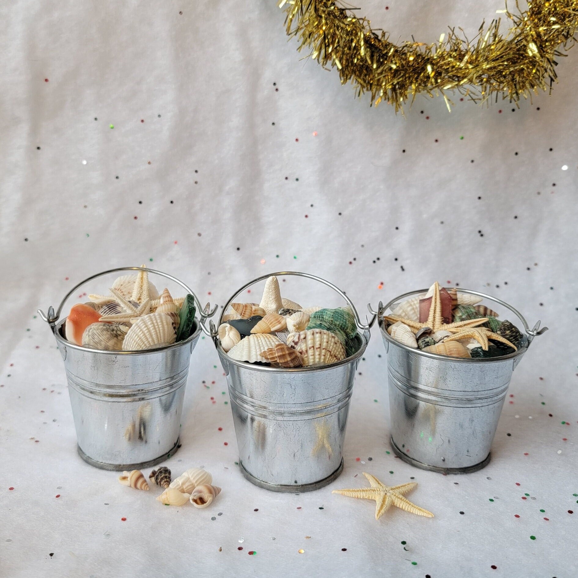 Bucket of Shells Decor, Coastal Knick Knacks, Ocean, Ocean Wedding ...