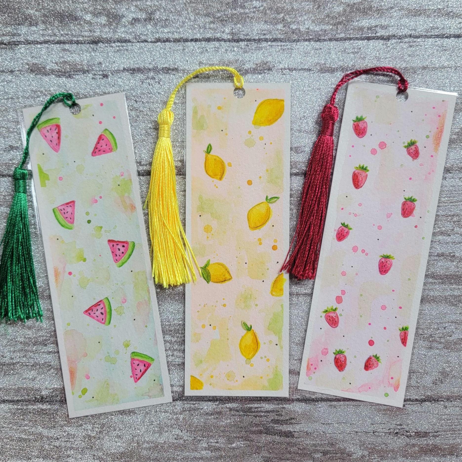 Handmade Watercolor Bookmarks, Fruit Pattern Bookmarks - Etsy