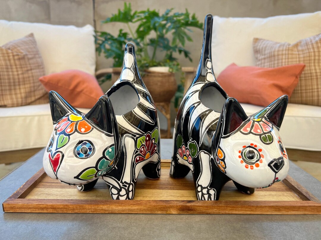 Talavera Pottery Cat Collection Pair/mexican/handmade - Etsy