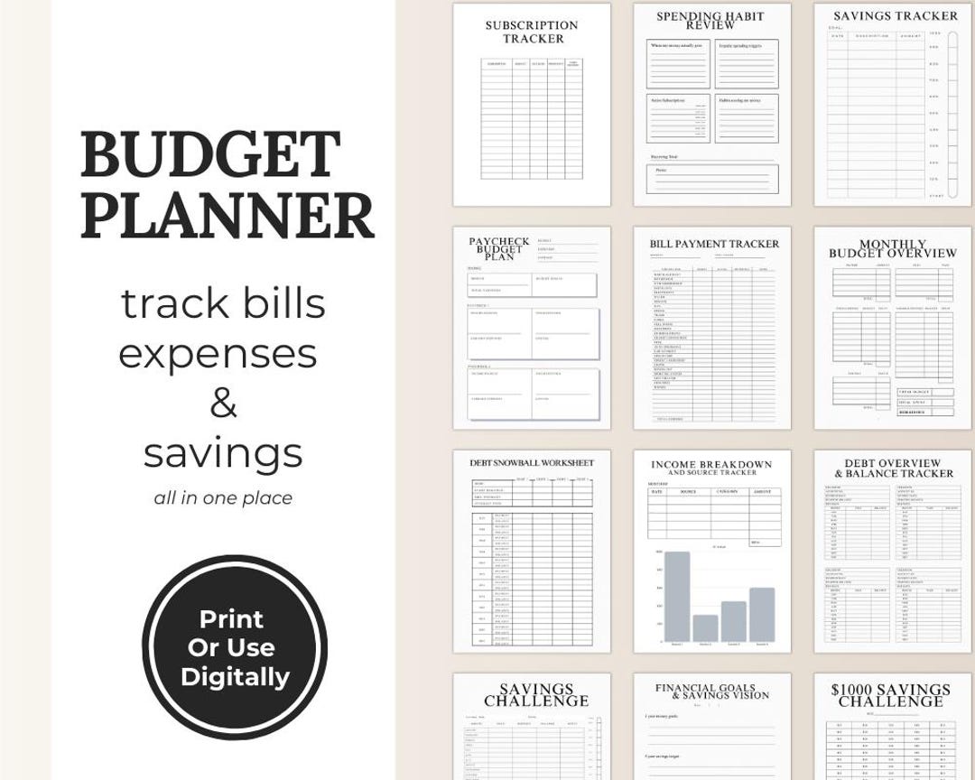 Budget Planner Printable | Bill, Expense & Spending Tracker (PDF) - Etsy