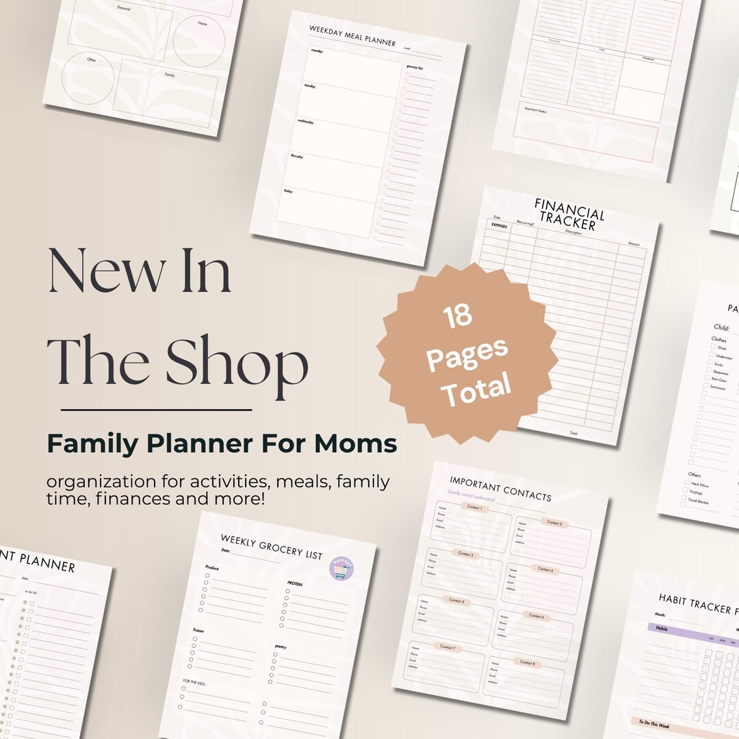Family Planner Bundle for Moms | Daily, Weekly, Monthly Trackers ...