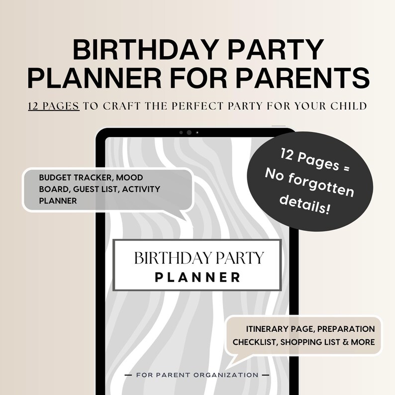 Adhd-friendly Birthday Party Planner | Kids Birthday, 10 Pages (digital ...