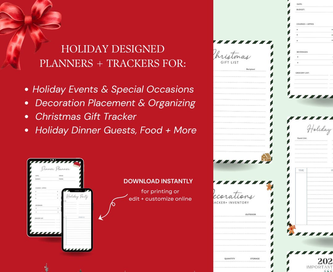 Christmas Planner Bundle | Digital Holiday Organization Templates for ...