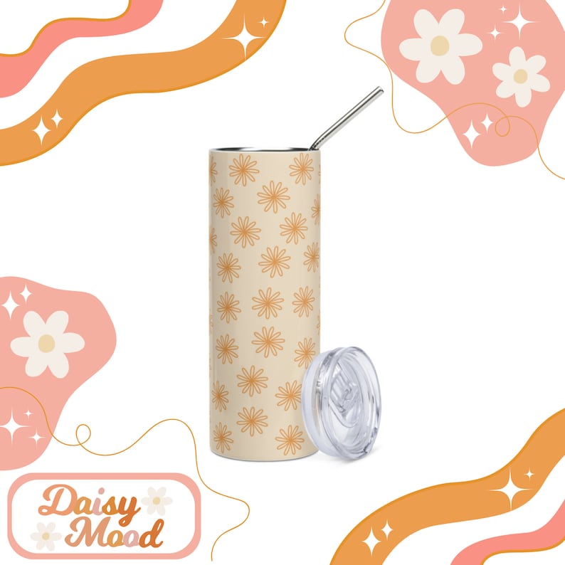 Simple Outline Flower 20oz Skinny Becher Glas Süßer Trendiger Edelstahl ...