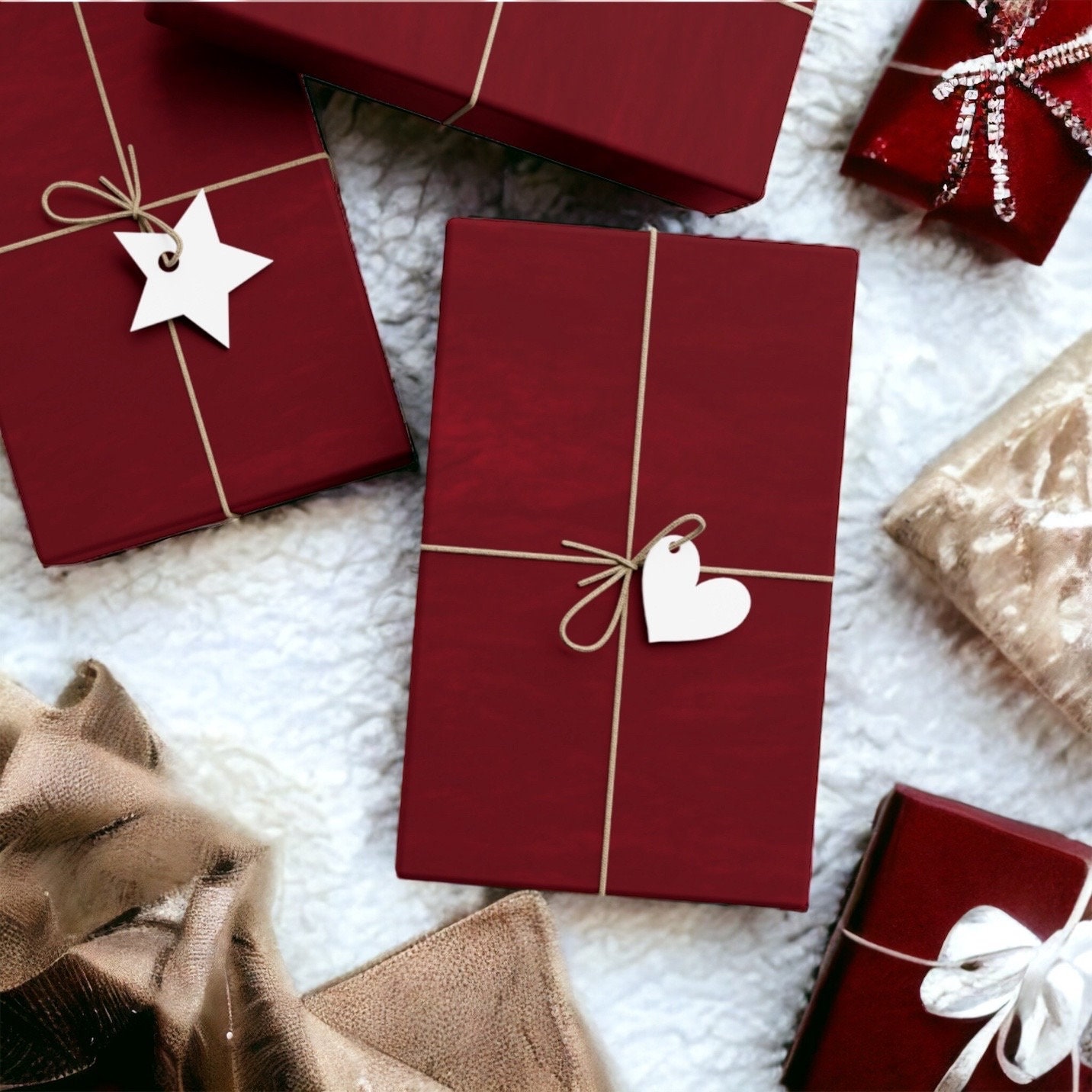 Dark Red Wrapping Paper, Simple Chic Christmas Gift Wrap, Eco Friendly ...