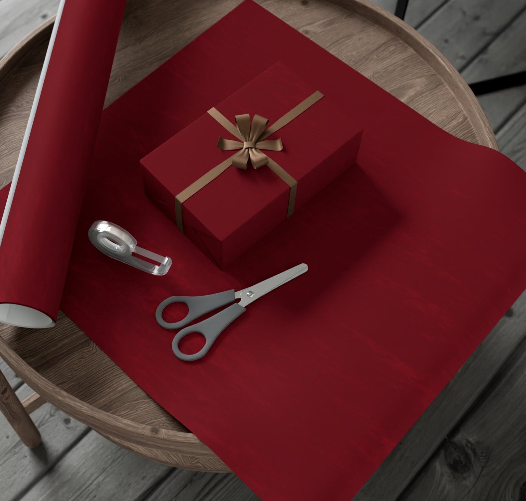 Dark Red Wrapping Paper, Simple Chic Christmas Gift Wrap, Eco Friendly ...