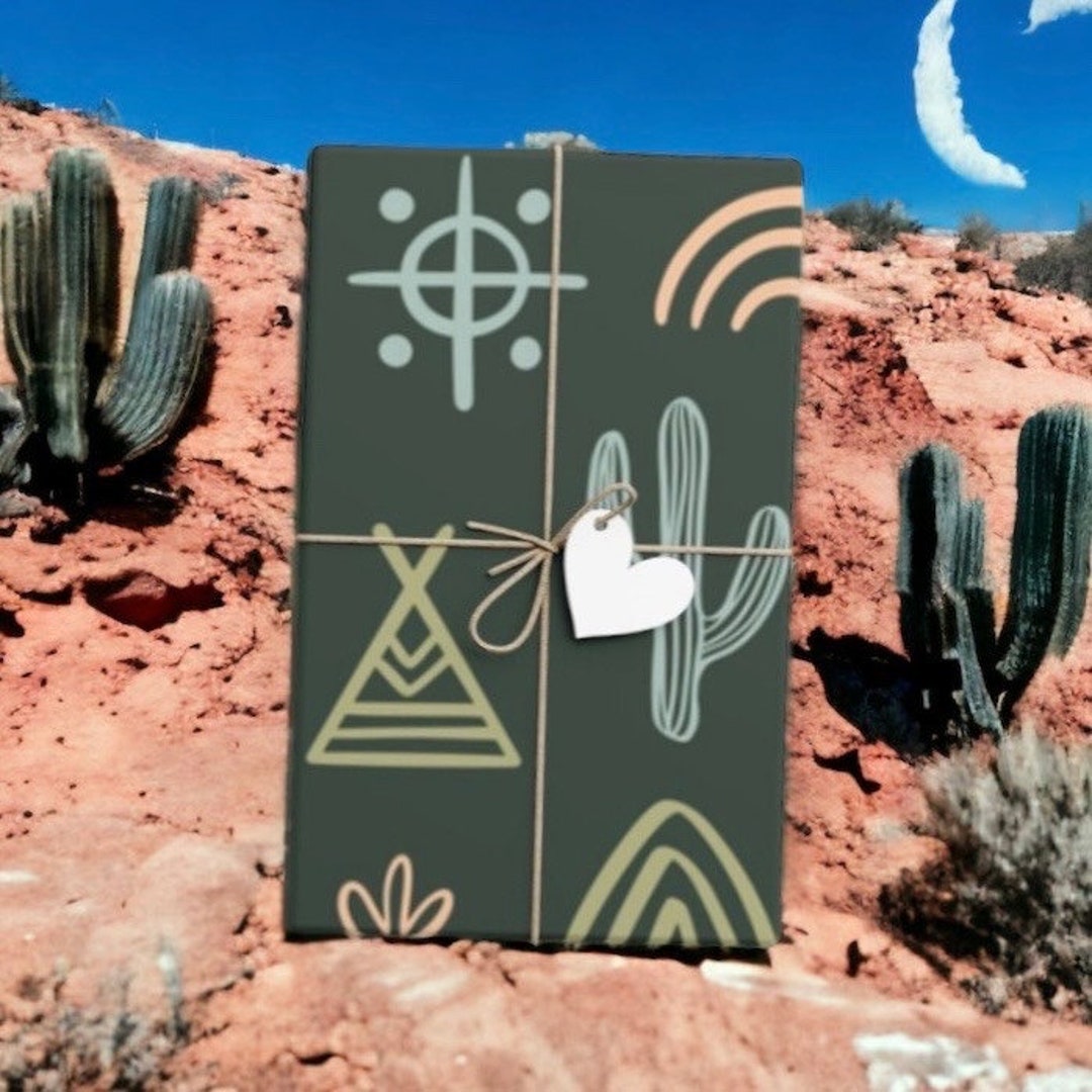 Southwestern Desert Gift Wrap, Rustic Cactus Wrapping Paper, Eco ...