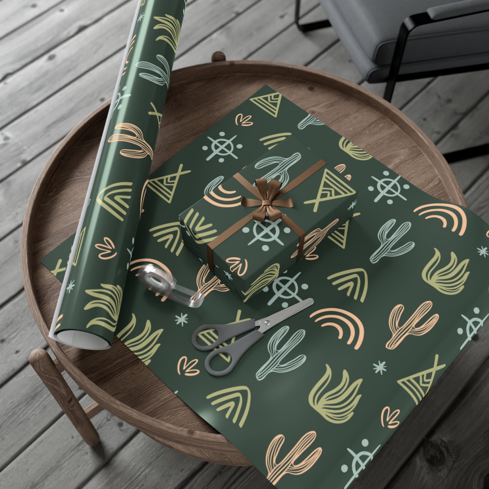 Southwestern Desert Gift Wrap, Rustic Cactus Wrapping Paper, Eco ...
