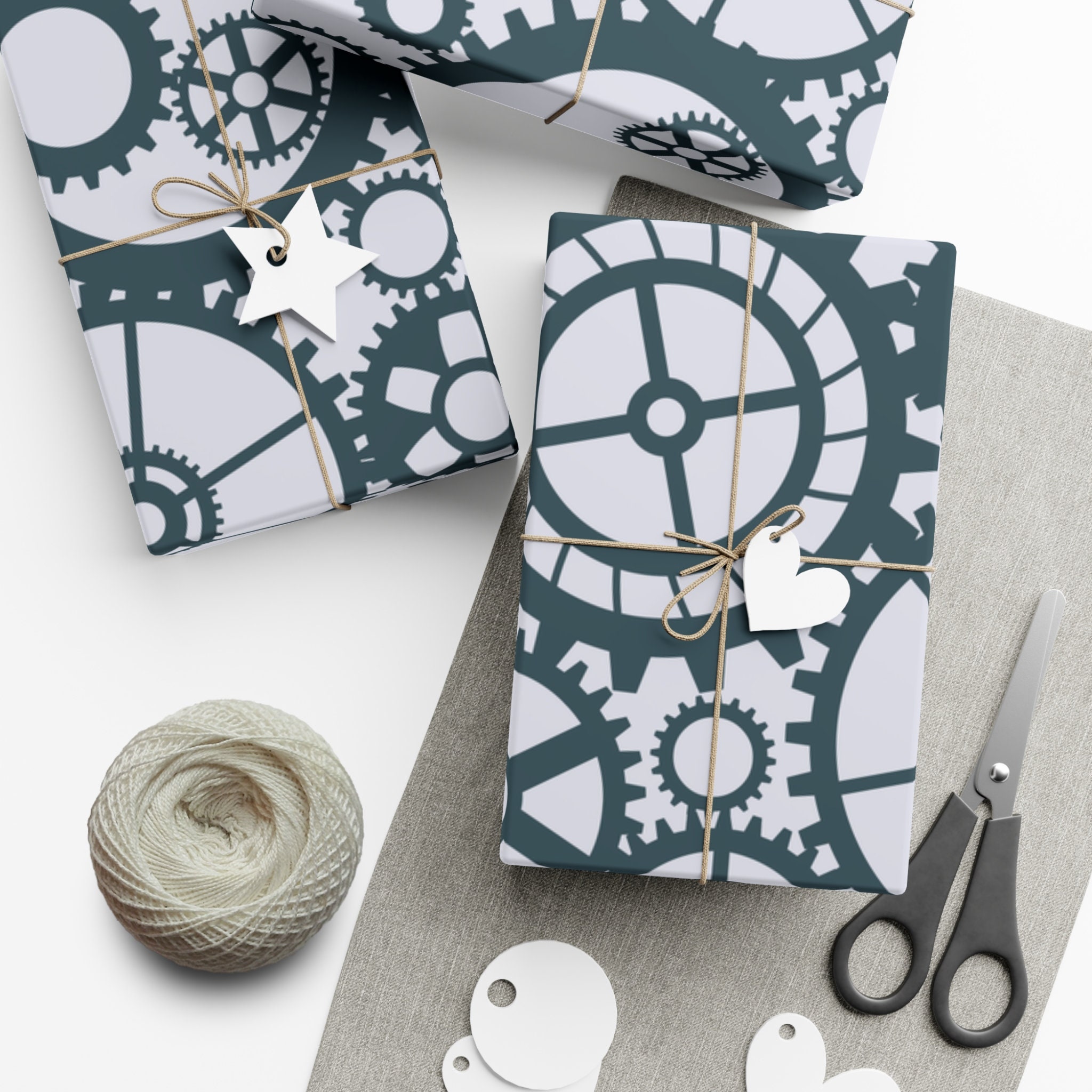 Auto Mechanic Gift Wrap, Car Parts Wrapping Paper, Industrial Wheels ...