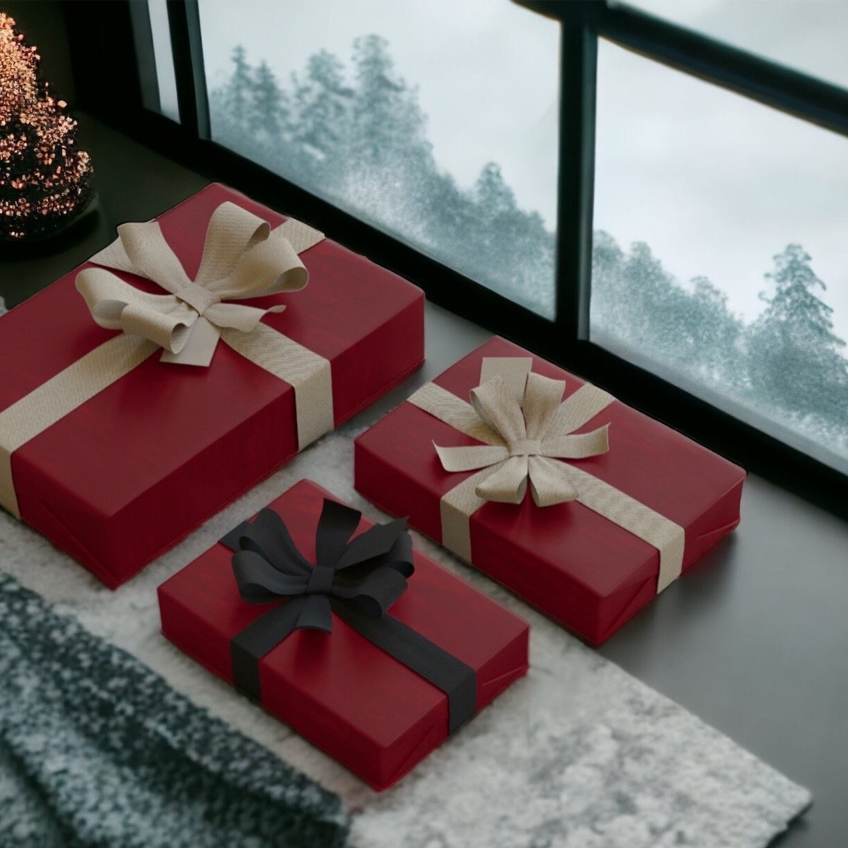 Dark Red Wrapping Paper, Simple Chic Christmas Gift Wrap, Eco Friendly ...