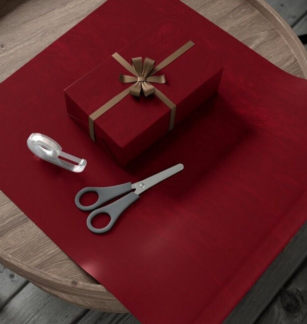 Dark Red Wrapping Paper, Simple Chic Christmas Gift Wrap, Eco Friendly ...