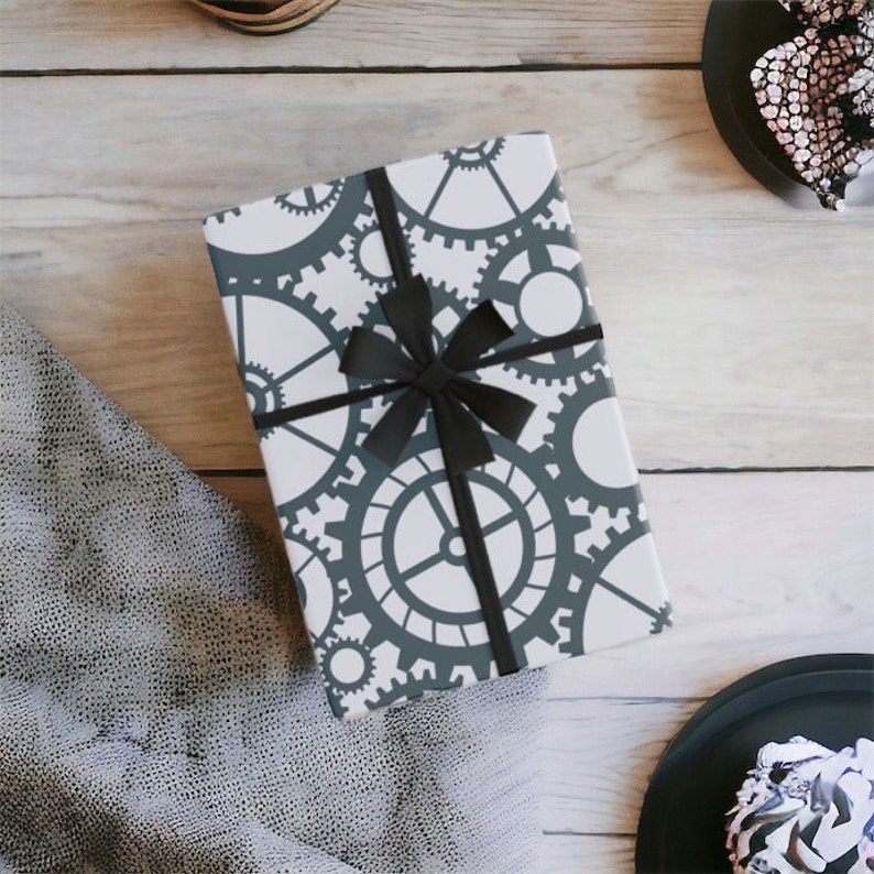 Auto Mechanic Gift Wrap, Car Parts Wrapping Paper, Industrial Wheels ...