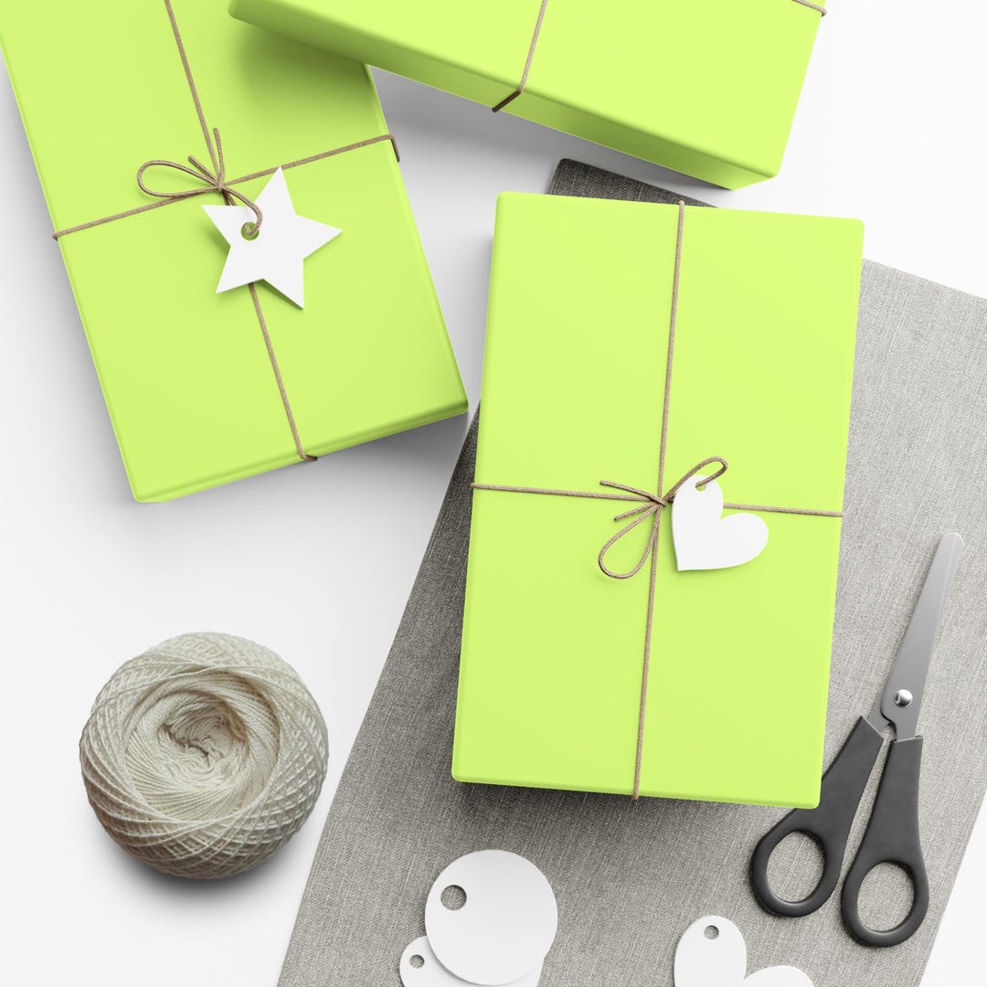 Lime Green Gift Wrap: Eco-friendly Matte Wrapping Paper - Etsy