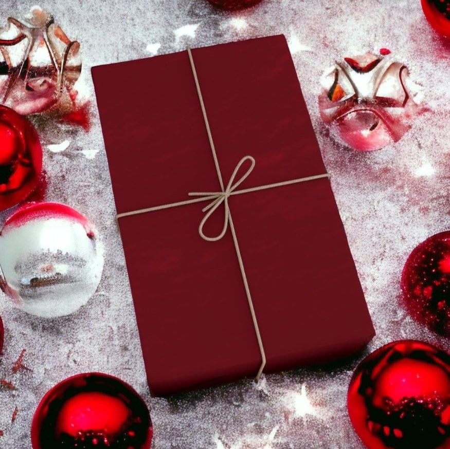 Dark Red Wrapping Paper, Simple Chic Christmas Gift Wrap, Eco Friendly ...
