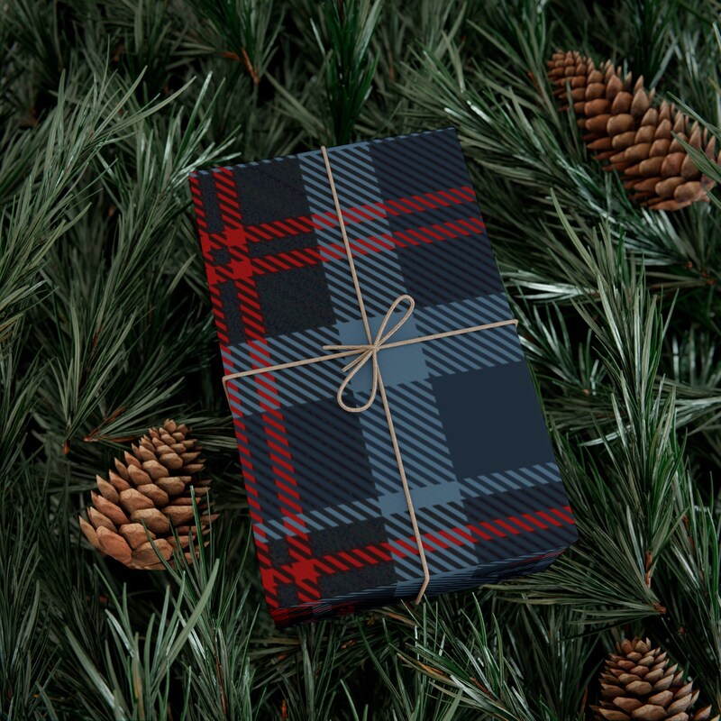 Plaid Christmas Wrapping Paper - Etsy
