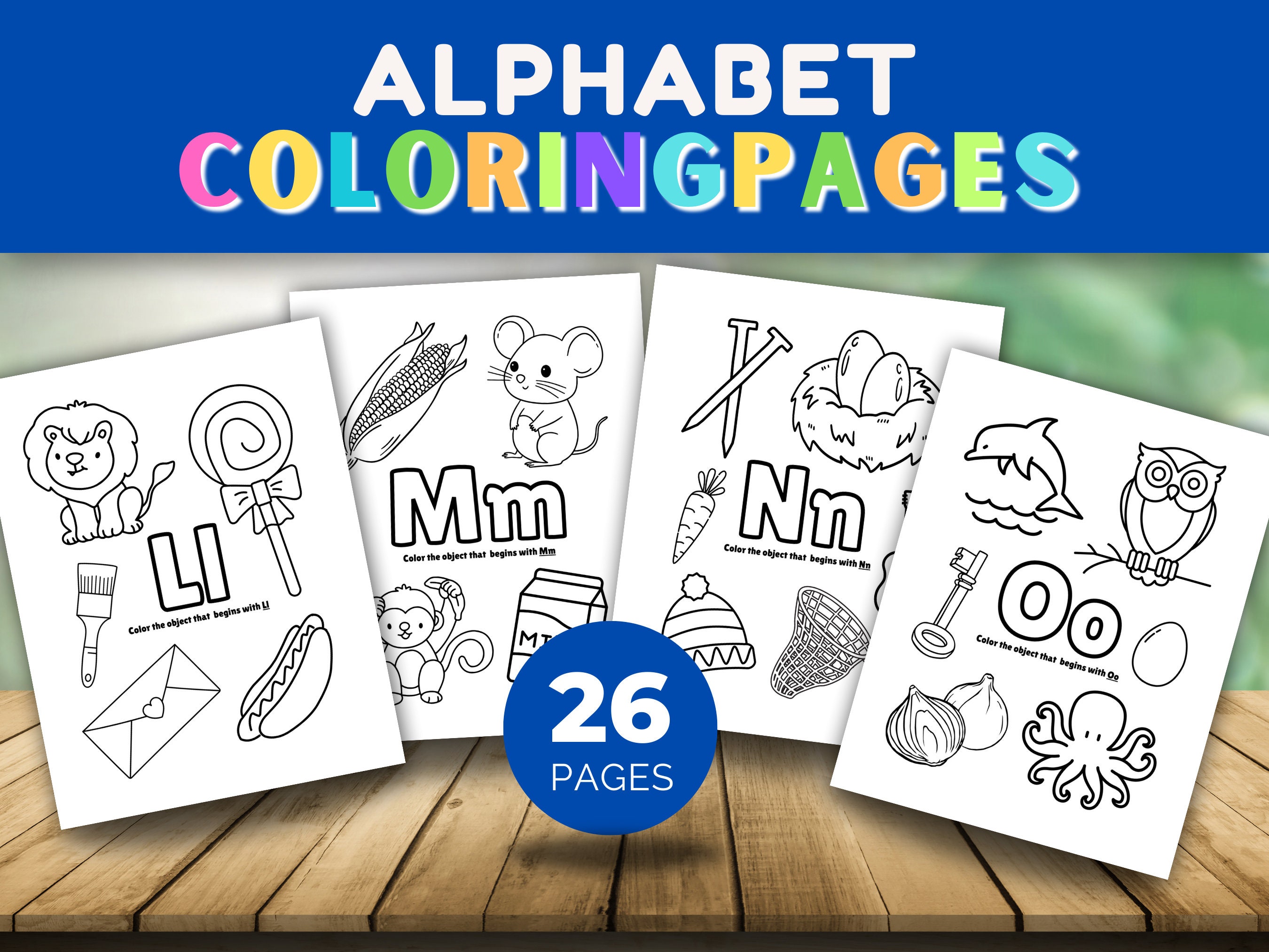 Alphabet Coloring Pages for Preschool - 26 Pages Instant Download - Etsy
