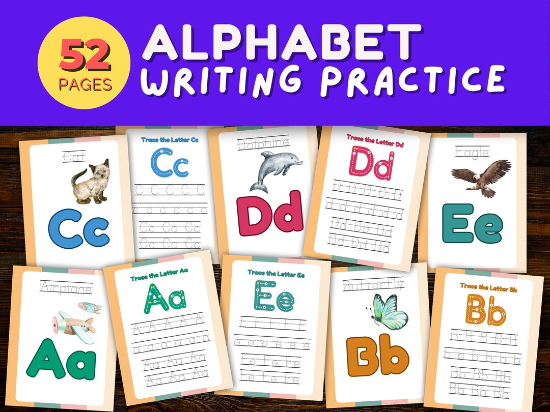 Alphabet Writing Practice With Phonics and Tracing for Preschool- 52 ...