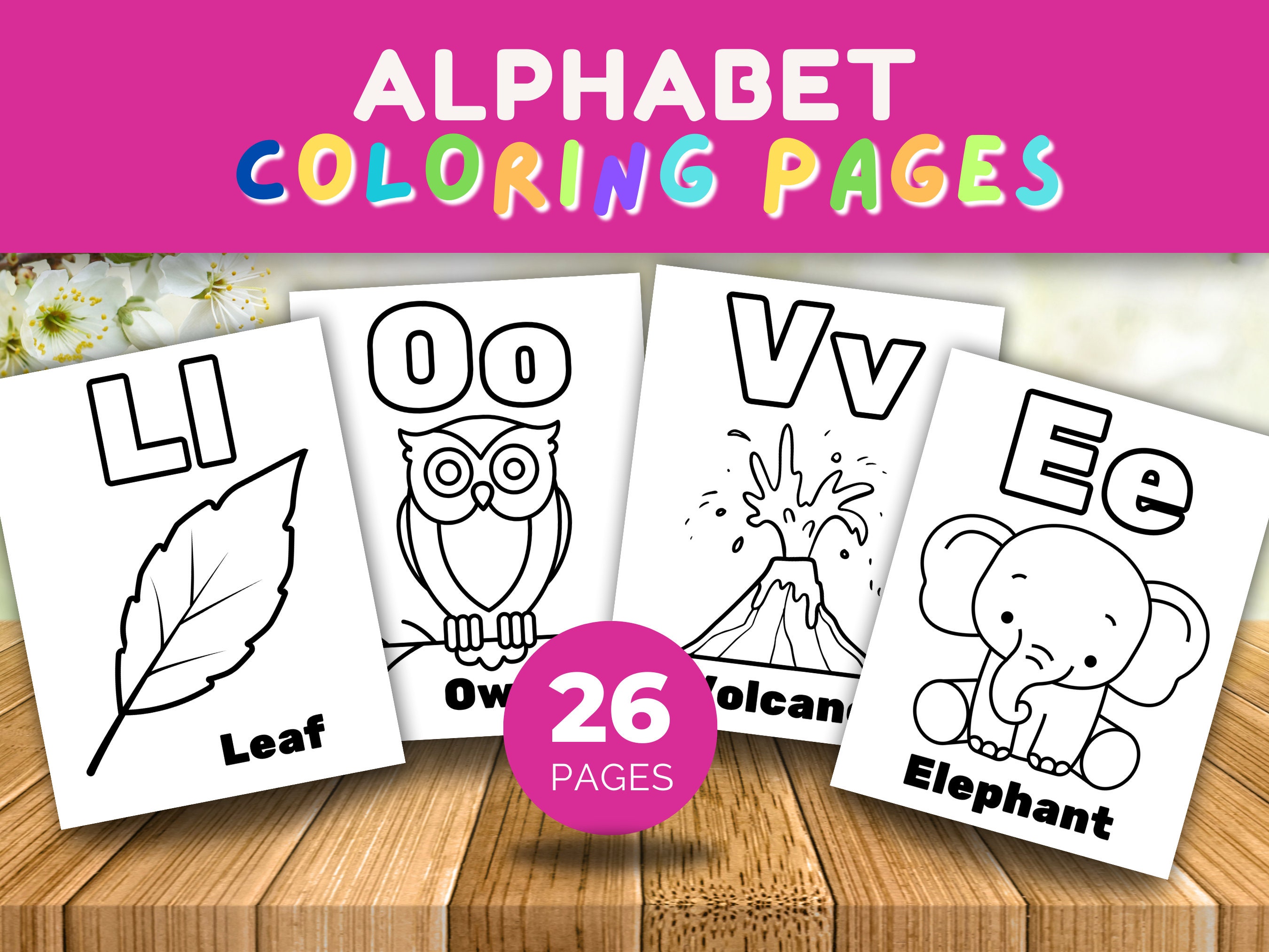 Alphabet Coloring Worksheets for Kindergarten, Preschool, Homeschool 26 ...