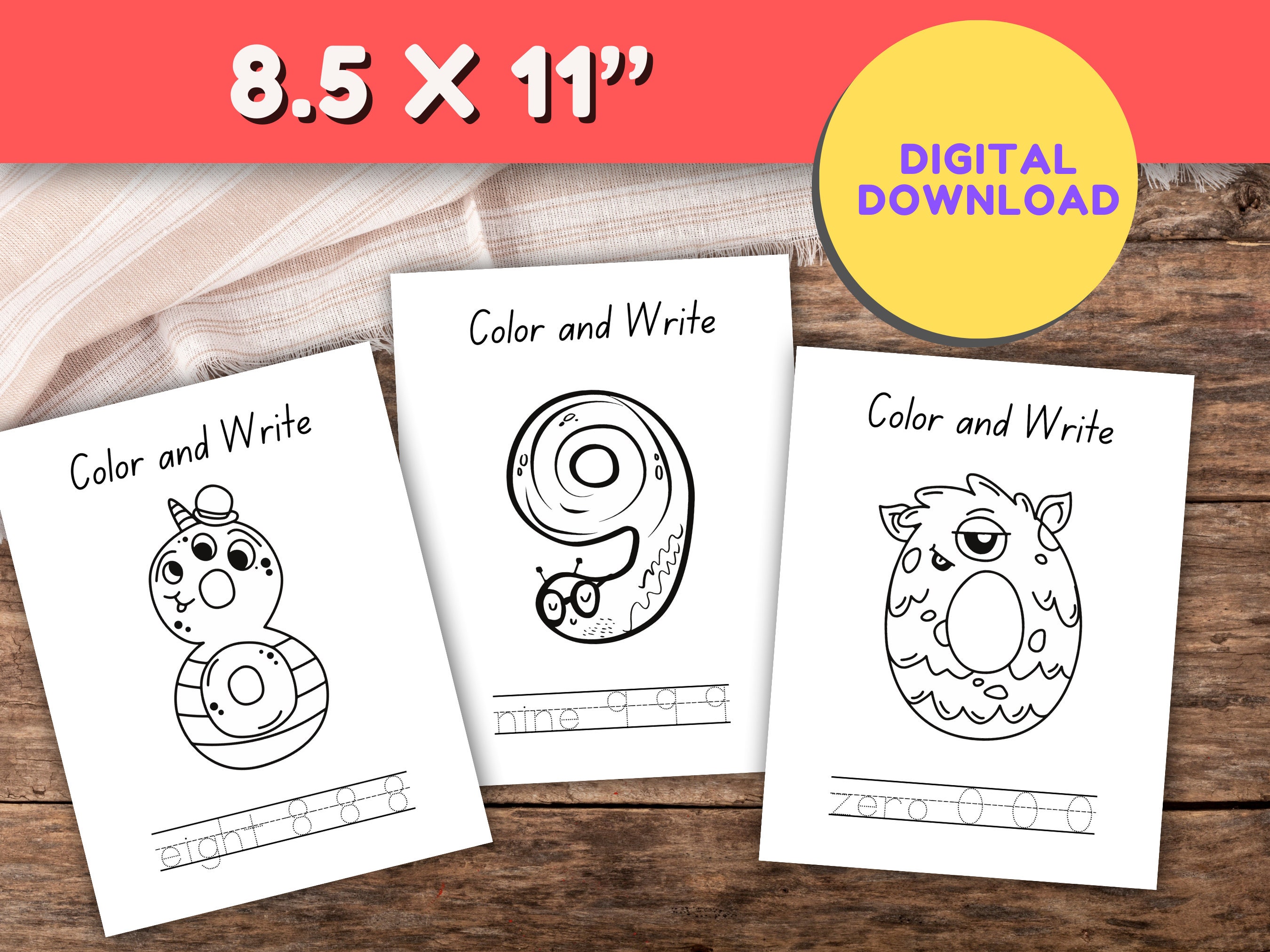 Printable Numbers Coloring Pages, Monster Themed Coloring Pages for ...
