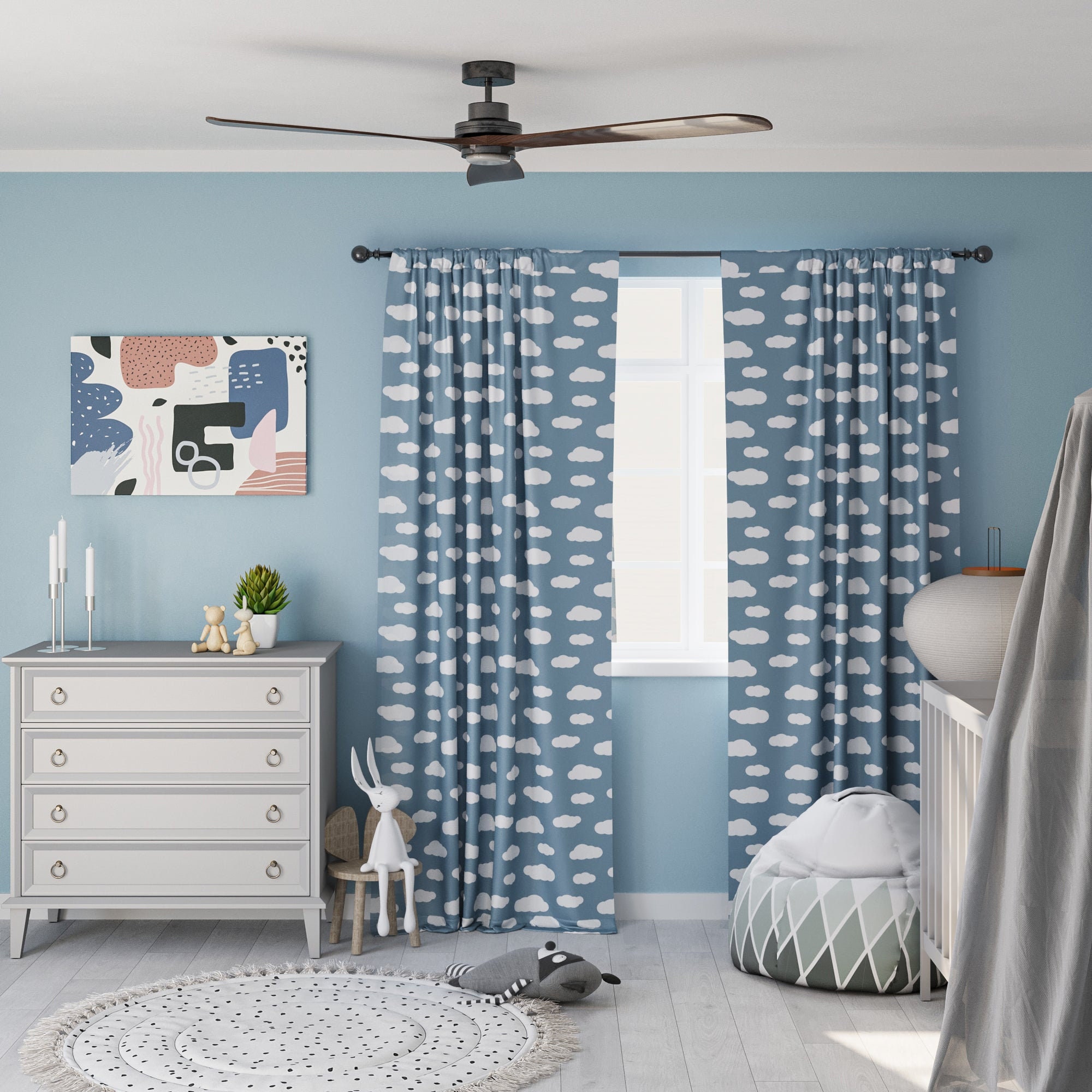 Sky High Window Light Blue Curtains, Cloud Curtains for Boys Bedroom ...