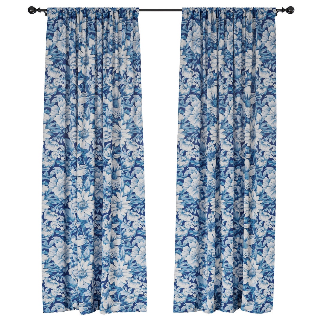 Contemporary Oasis Window Royal Blue Curtains for Bedroom Living Room ...