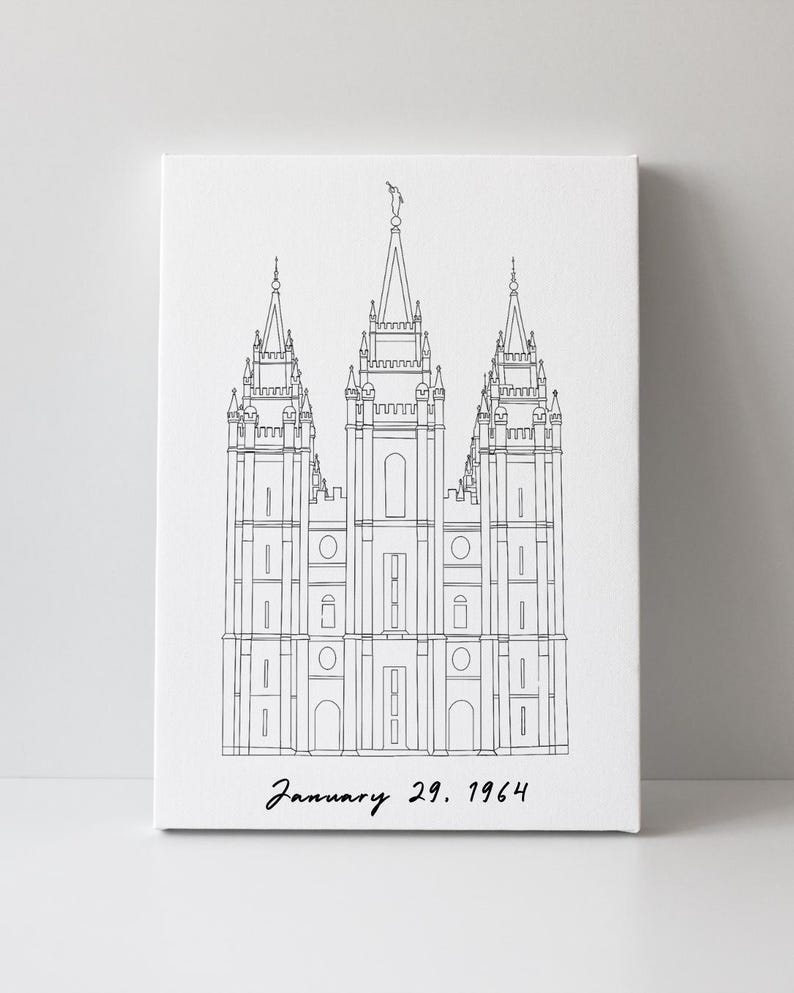 Salt Lake City Temple Drawing: Personalized LDS Wedding Art (digital ...