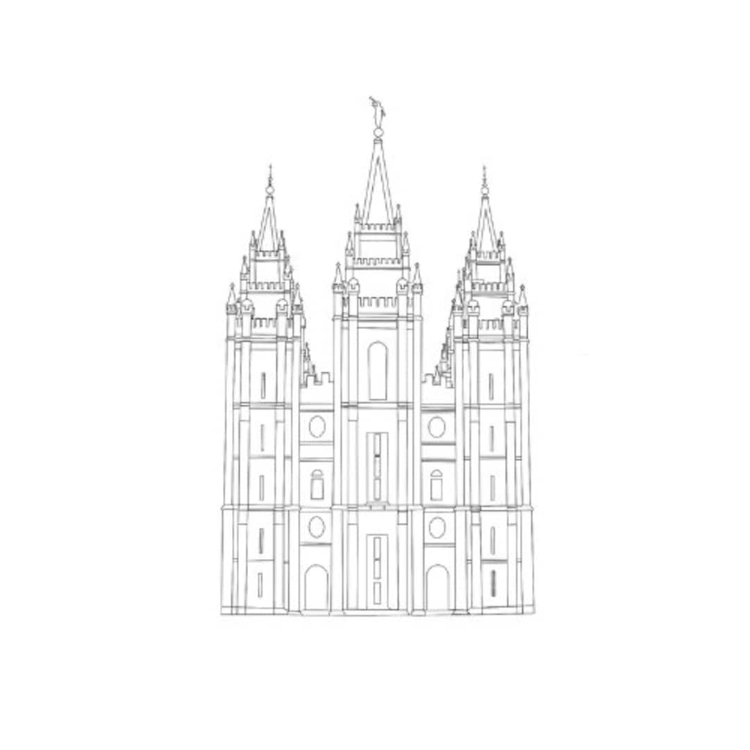 Salt Lake City Temple Drawing: Personalized LDS Wedding Art (digital ...