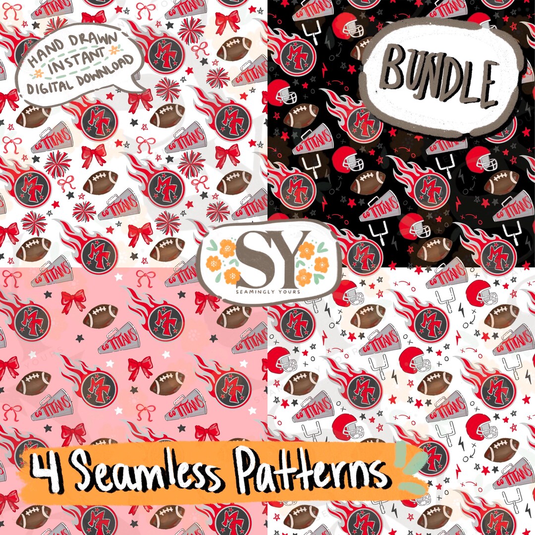 Memorial Titans BUNDLE | Hand-drawn Seamless Pattern Bundle | Digital ...