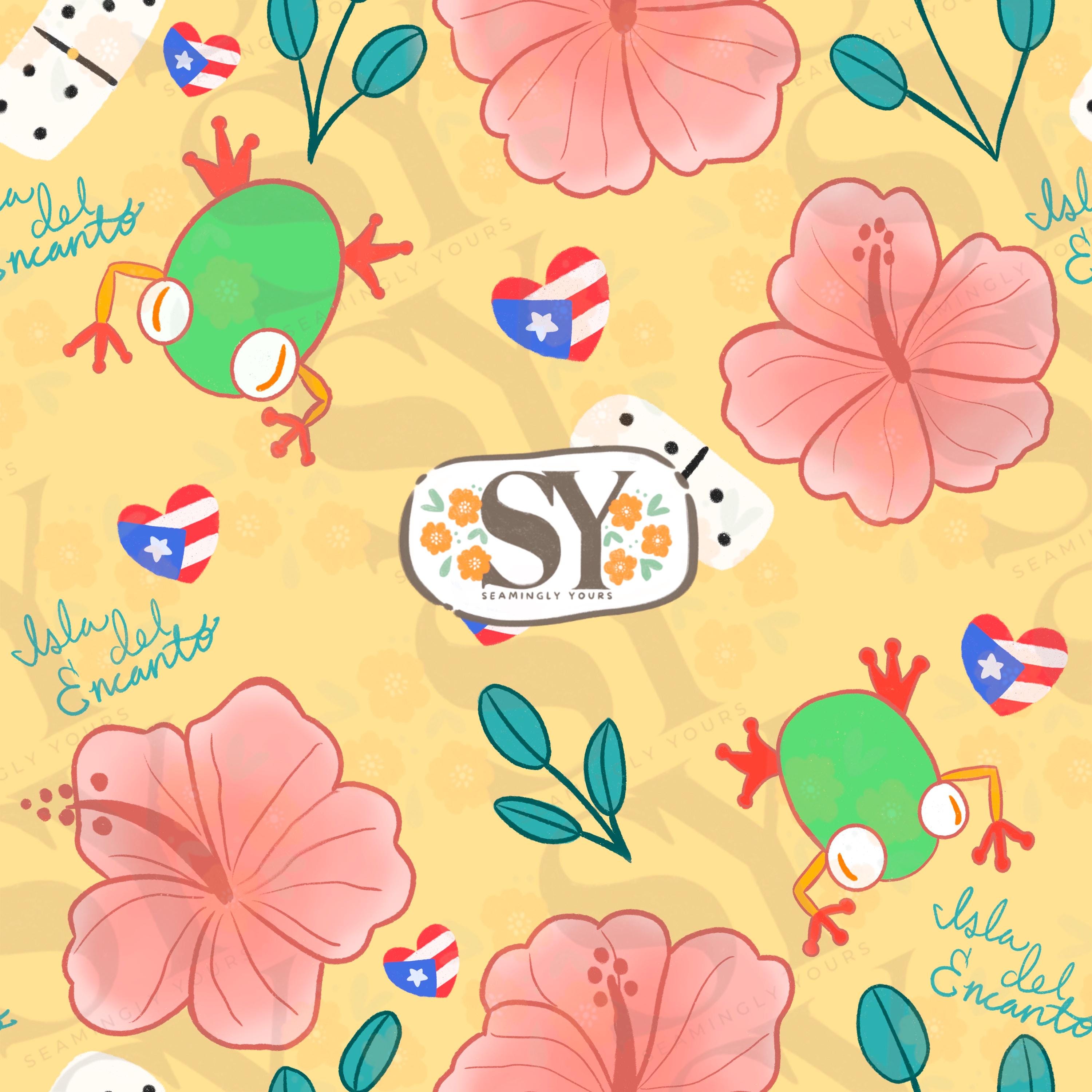 Yellow Puerto Rican Flag Hearts Pattern | Hand-drawn Seamless Pattern ...