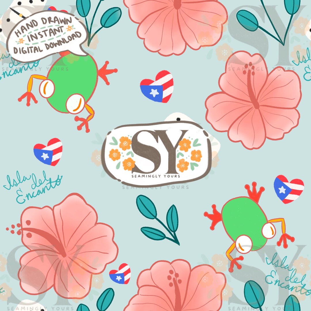 Puerto Rican Flag Hearts Pattern | Hand-drawn Seamless Pattern ...