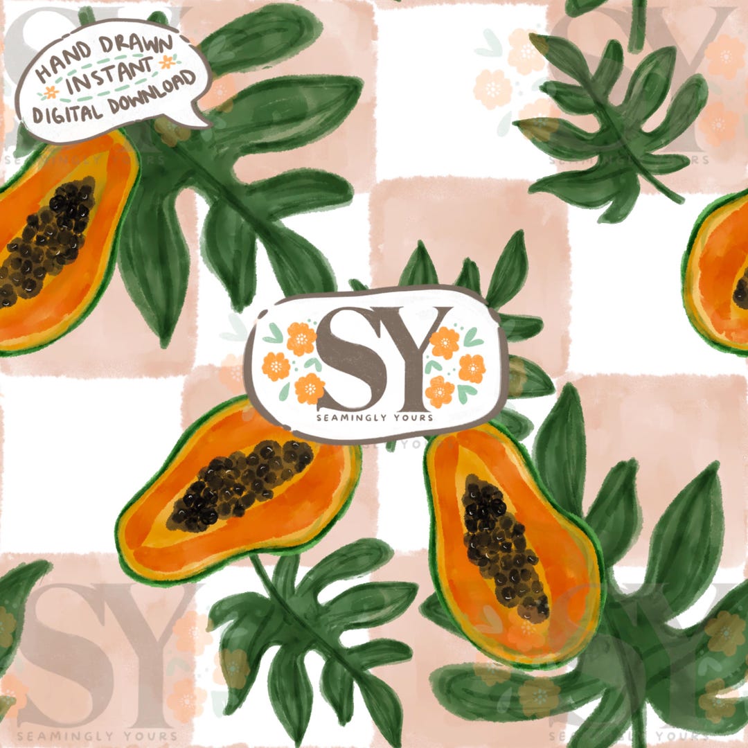 Papayas | Hand-drawn Seamless Pattern | Digital Download for Crafts ...
