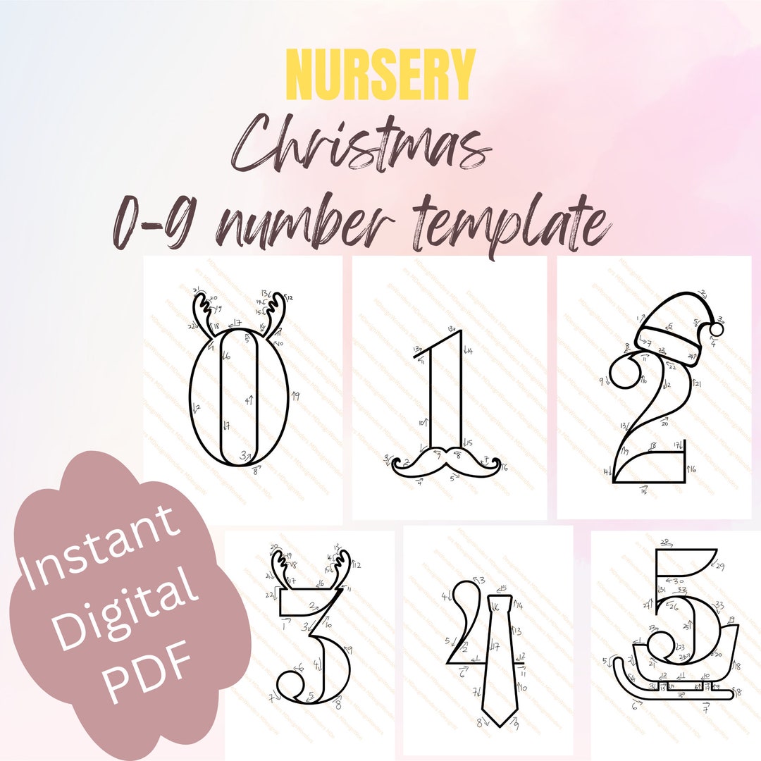 Christmas Numbers Knitted Wire Art Template With Guiding Arrows ...