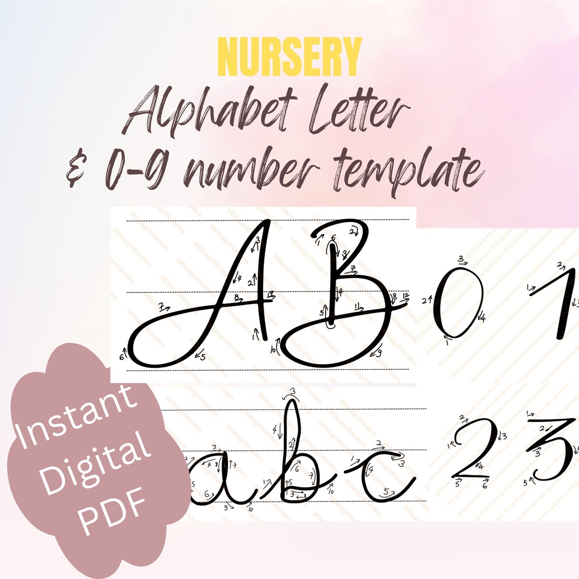 Numbers, Uppercase & Lowercases Letters Knitted Wire Art Template With ...
