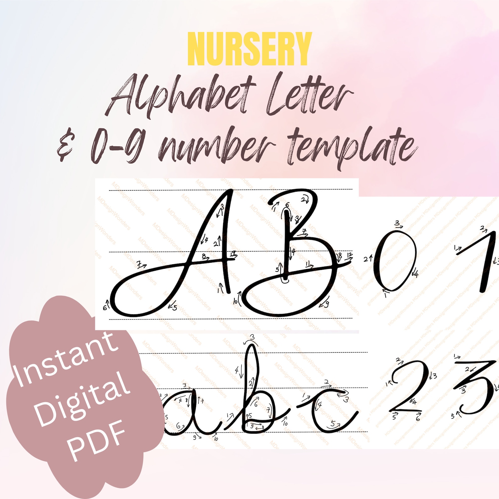 Numbers, Uppercase & Lowercases Letters Knitted Wire Art Template With ...