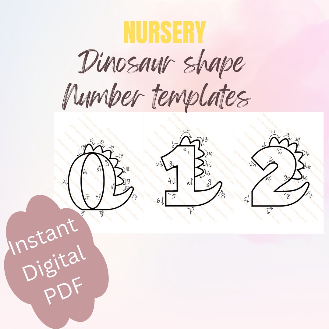 Dinosaur Shaped Number Knitted Wire Art Template With Guiding Arrows ...