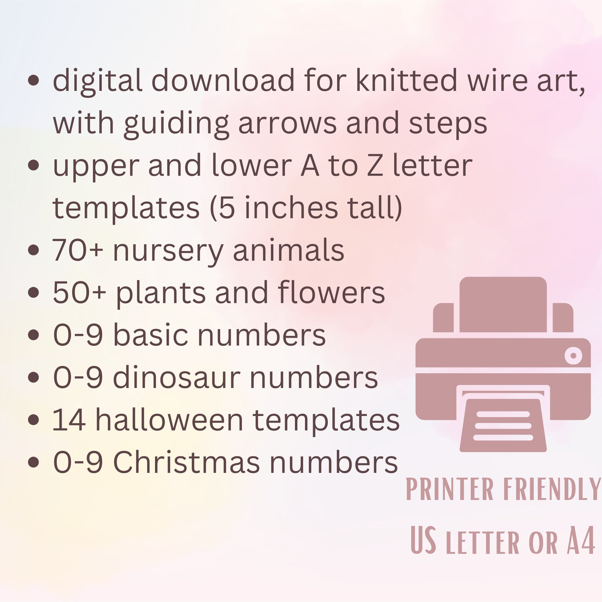 Wire Art Knitting Template Bundle, Uppercase & Lowercases Letters ...