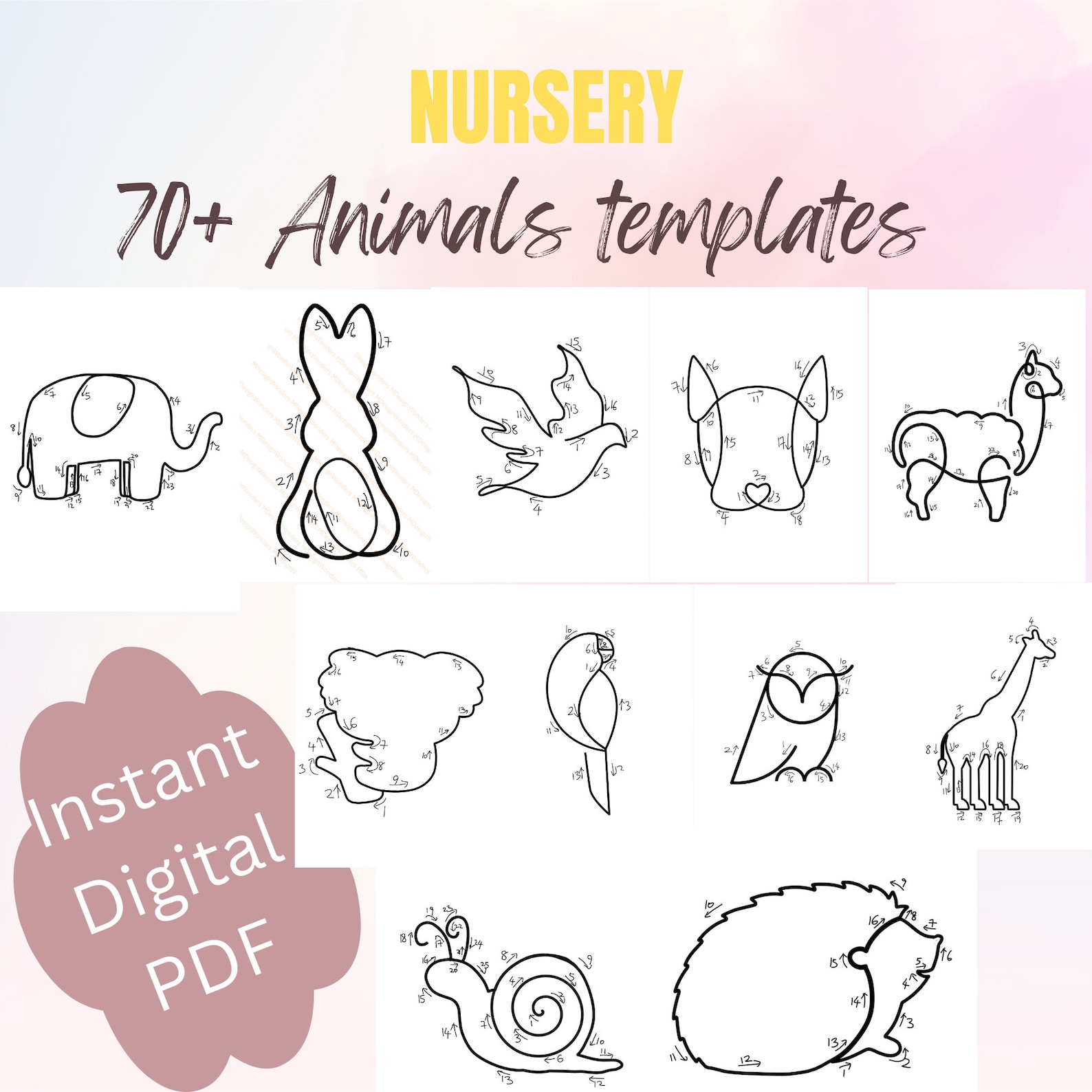 70+ Knitted Wire Art Templates With Guiding Arrows, Printable Wire Art ...