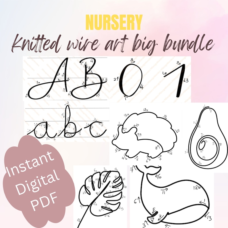 Wire Art Knitting Template Bundle, Uppercase & Lowercases Letters ...