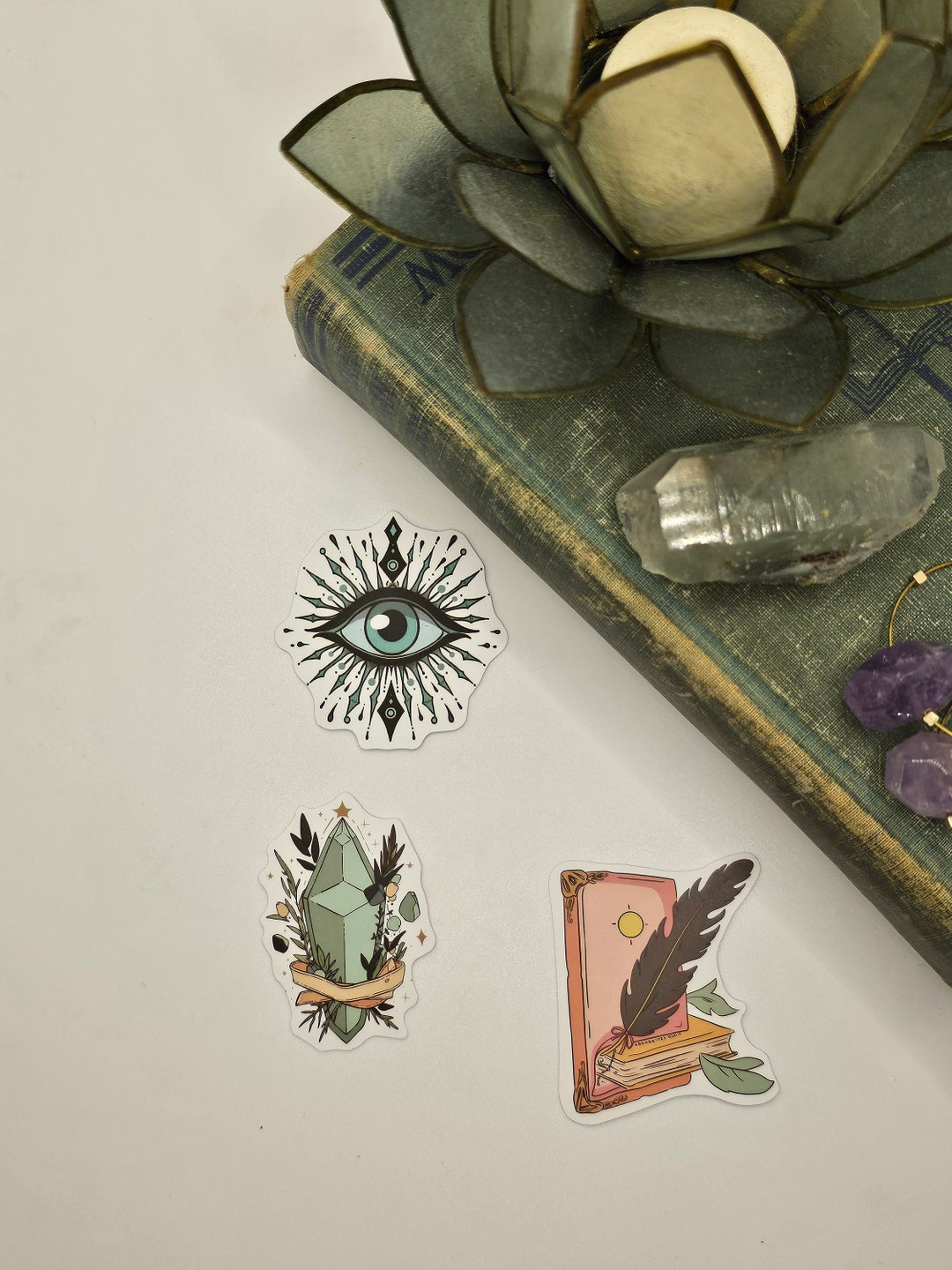 All-seeing Eye Book With Feather Quill and Crystal Sticker - Etsy