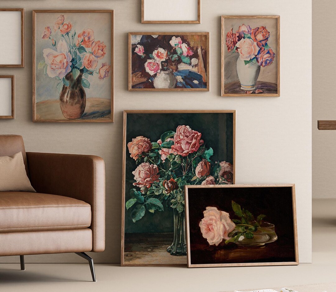 Set of 20 Pink Flowers Printable Vintage Art Prints for Home Decor ...