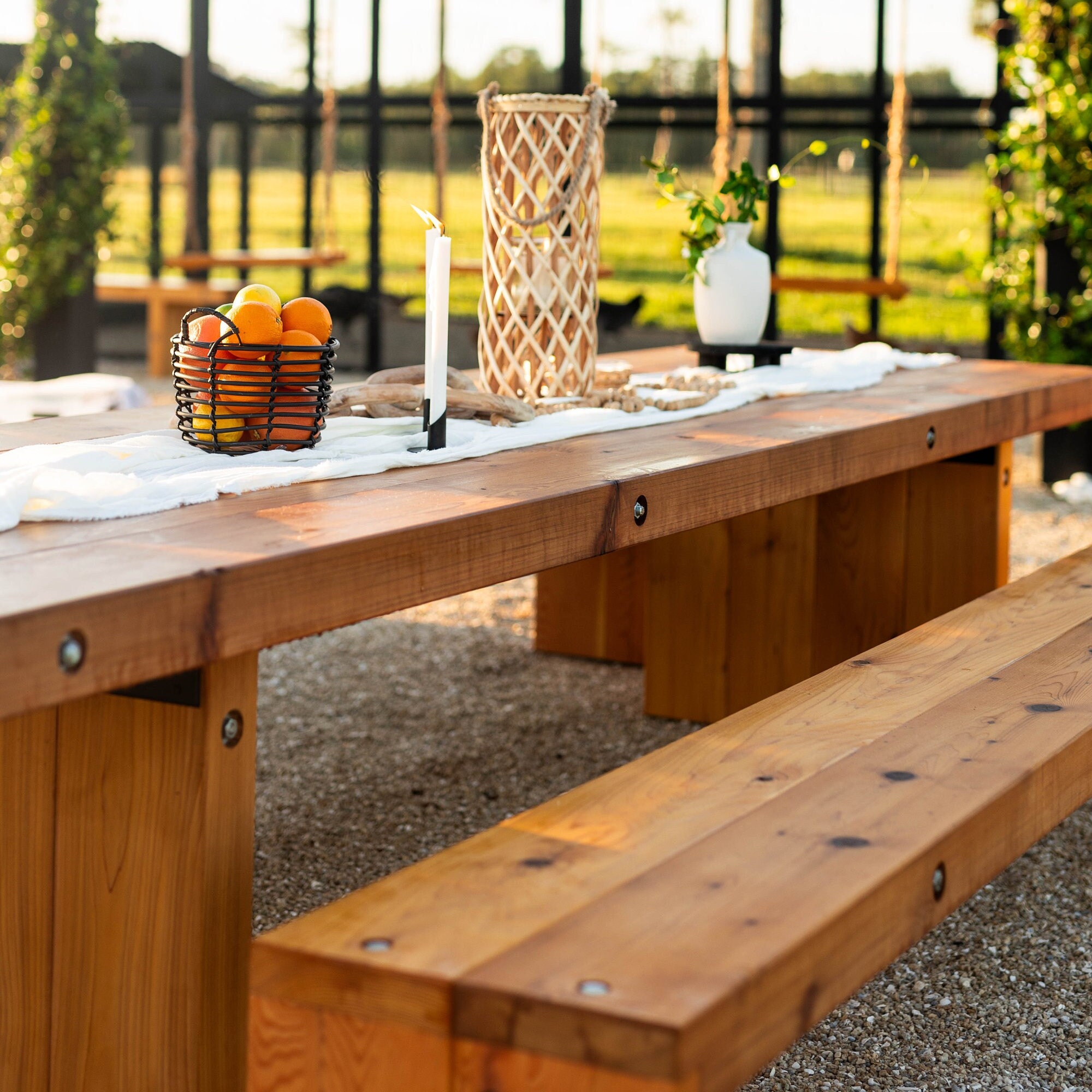Outdoor Farmhouse Table Benches