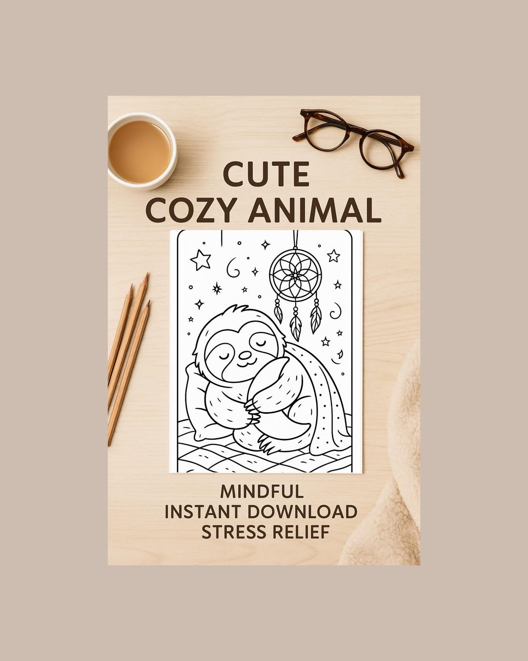 Sloth Dreamcatcher Coloring Page: Mindful Nighttime Printable (PDF) - Etsy