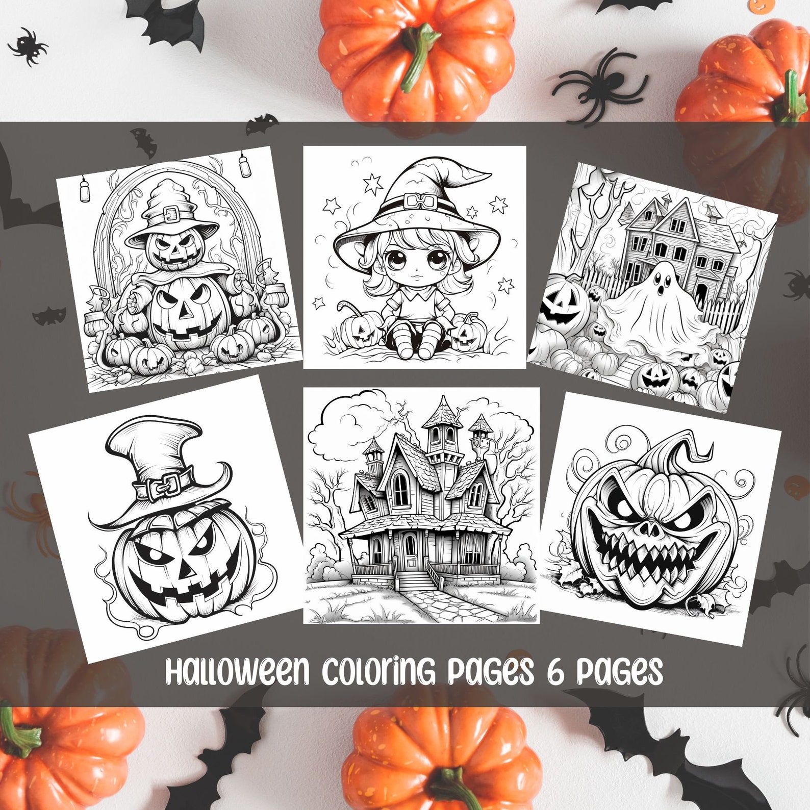 Halloween Coloring Pages for Kids - Digital Download - 6 Printable ...