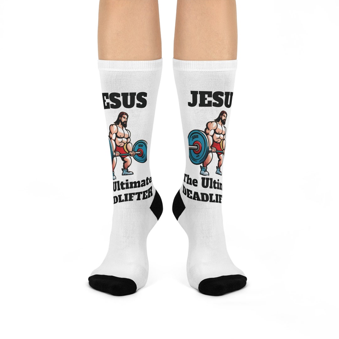 Jesus the Ultimate Deadlifter Socks| Religious Socks | Funny Jesus ...