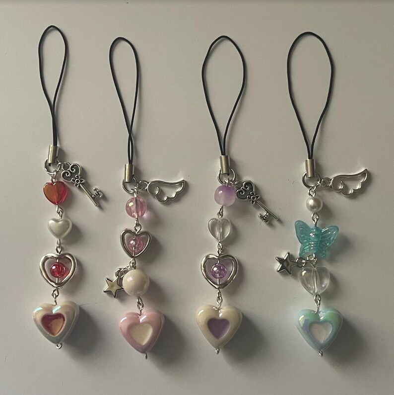 Y2K Heart Keychains/phone Charms - Etsy