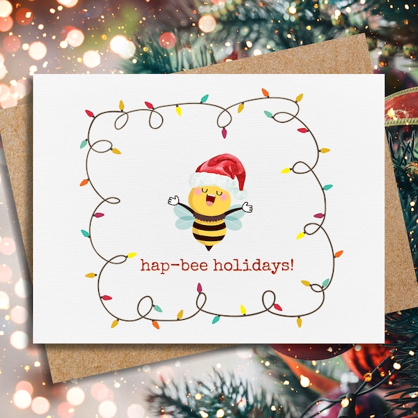 Bee Christmas Cards Pack - Etsy