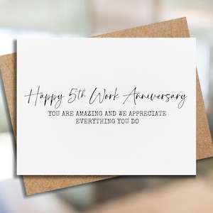 5 Year Work Anniversary Card | Happy 5th Work Anniversary | Service ...